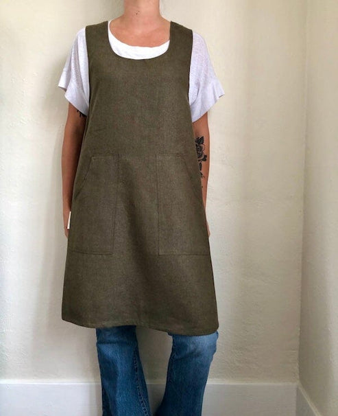 Handmade Pinafore Apron | Quality Organic Linen | Cribsi